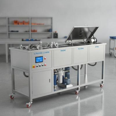 China Immersion Cleaning Type 61L Industrial Multi Tank Ultrasonic Cleaner with Rinsing Filtering and Drying at 40KHz Frequency for sale