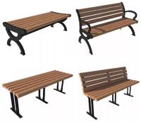 China Outdoor Modern Lounge Long Wooden Storage Bench WPC Table Chair Garden Public Park Metal Wood  Iron Steel Plastic for sale