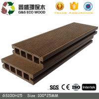 China Brown 100 X 25mm Natural Wood Grain Wpc Decking Floor Grey Hollow Composite Decking for sale