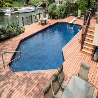 China 157 X 22mm Park WPC Hollow Decking Durable Hdpe Deck Boards for sale