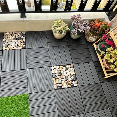 China 300 X 300mm Ancient Diy Interlocking Deck Tiles Plastic Base Wpc Composite Decking for sale
