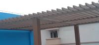 China UV Resistance Aluminum WPC Pergola 3M Modern Wood Pergola Moisture Proof for sale