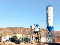 China Compact 35m3/h Stationary Concrete Plant Belt Conveyor Type / Skip Hopper Type Concrete Mixing Plant for sale