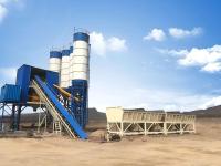 China Compact 35m3/h Stationary Concrete Plant Belt Conveyor Type / Skip Hopper Type Concrete Mixing Plant for sale