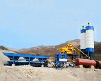 China Compact 35m3/h Stationary Concrete Plant Belt Conveyor Type / Skip Hopper Type Concrete Mixing Plant for sale