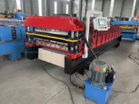 China Howann Automatic Roll Forming Machine with 350H Steel Base Chassis, 80mm Roller Shafts, and Touchscreen PLC for Color Coated Roof Sheets for sale