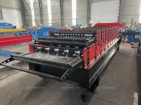 China Howann Automatic Roll Forming Machine with 350H Steel Base Chassis, 80mm Roller Shafts, and Touchscreen PLC for Color Coated Roof Sheets for sale