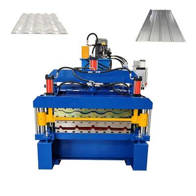 China Howann Dual-Profile Glazed Tile & Trapezoidal Cr12 Double Layer Roll Forming Machine for 2-in-1 Roof Sheet Production for sale