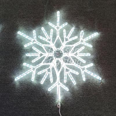 China Outdoor Lighted Christmas Snowflake Decoration 80cm IP65 LED Rope Light Metal Frame for sale