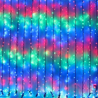 China Multi Coloured LED Cascading Waterfall Curtain Light 720 LEDs 2Mx3M 110-240V for sale