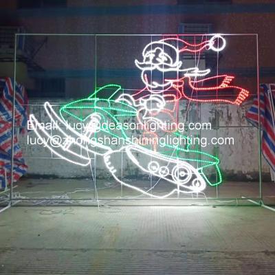 China Custom LED Rope Light Wire Frame Outdoor Christmas Decoration 230cm Height 340cm Width for sale