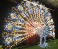 China Outdoor 3D LED Peacock Sculpture 4m x 6m 300W for Christmas Wedding Festival Decoration for sale