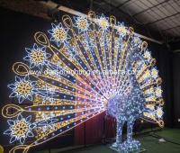 China Outdoor 3D LED Peacock Sculpture 4m x 6m 300W for Christmas Wedding Festival Decoration for sale