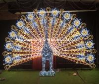 China Outdoor 3D LED Peacock Sculpture 4m x 6m 300W for Christmas Wedding Festival Decoration for sale
