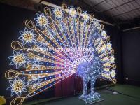 China Outdoor 3D LED Peacock Sculpture 4m x 6m 300W for Christmas Wedding Festival Decoration for sale