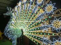 China Outdoor 3D LED Peacock Sculpture 4m x 6m 300W for Christmas Wedding Festival Decoration for sale