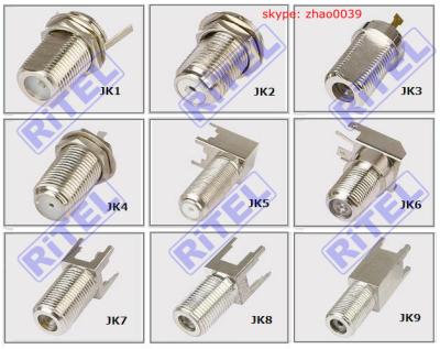 China CATV high quality F type female Jack and plug, bulkhead for panel or PCB for TVC/COMCAST/PPC for sale