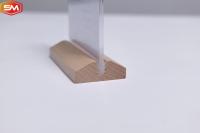 China Beech Wood Wooden Base T Shape Clear Acrylic Sign Holder Wedding Menu Card Display for sale