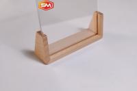 China New Style Clear Acrylic Sign Holder Photo Frame OEM With Wood Base Stand Diaplay for sale