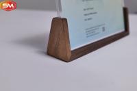 China Natural Custom Double Panel Wood U Shaped Acrylic Photo Frame with Walnut Beech Wood Base for sale