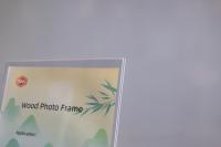 China DIY Transparent Table Standing U Shaped Acrylic Photo Frame With Walnut Beech Wood Base for sale