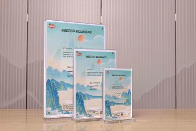 China A4 Horizontal Desktop T Shape Magnetic Acrylic Sign Holder for sale