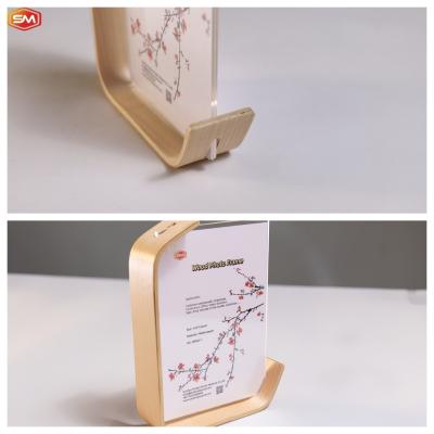 China Decorative L Shape Acrylic Photo Picture Frame with Wood Base Dried Flowers Display for sale