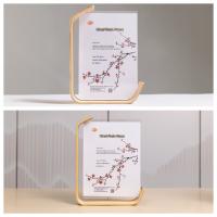 China Fashion Plastic Two Sides L Shape Acrylic Photo Picture Frame with Wood Base for sale