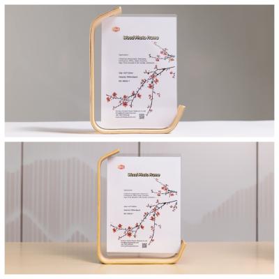 China Fashion Plastic Two Sides L Shape Acrylic Photo Picture Frame with Wood Base for sale
