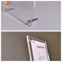 China Horizontal Self Standing Clear Slanted Acrylic Photo Frame with Stand A4 Picture Display for sale