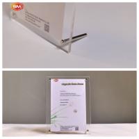 China A6 Custom Clear Acrylic Display Photo Frame With Steel Screw Stand for sale