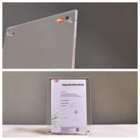China Free Standing Double Sided Transparent Table Display Floating Acrylic Photo Holder Frame for sale