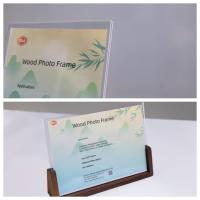 China Wooden Base Cutsom U Shaped A5 Acrylic Photo Frame Portrait Picture Frame for sale