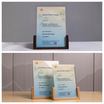 China Rectangular A5 Acrylic Photo Frame with Wood Base Picture Frames for sale