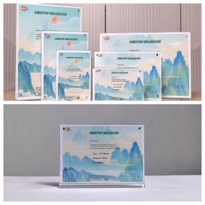 China Plastic 8.5x11 5x7 T Shape Magnetic Acrylic Sign Holder for Tabletop Acrylic Sign Display Stands for sale