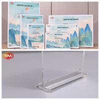 China Fast Shipping Round Corner A4 Paper Menu T Shape Acrylic Sign Holder With Customized Size for sale