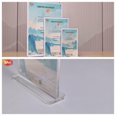 China Round 2.5mm T Shape Acrylic Sign Holder With Magnetic Display Stand for sale