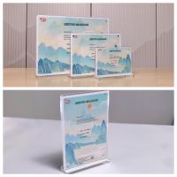 China Advertising Card Tabletop T Shape Acrylic Sign Holder for sale