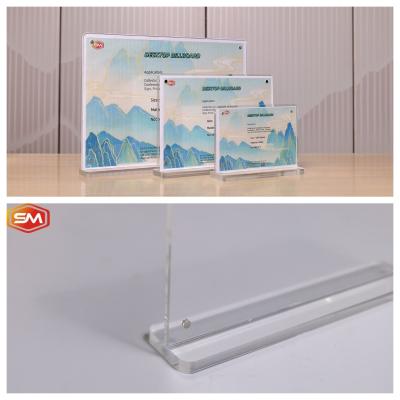 China Vertical Design 10x15cm T Shape Acrylic Sign Holder Hot-selling Acrylic Signs Acrylic Stand Up Sign Holder for sale