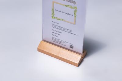 China T Shape Triangular Wooden Base Acrylic Block Photo Frame Acrylic Photo Holders Plexiglass Photo Frames for sale