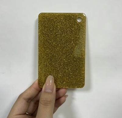 China Yellow Glitter Shining 3mm Acrylic Sheet Panel Board for sale
