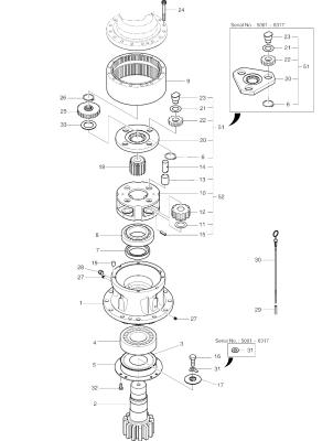 China 130426-00010 130426-00010A K1038203 DX220A DX225LCA DX220A DX225LCA SWING REDUCTION GEAR for sale