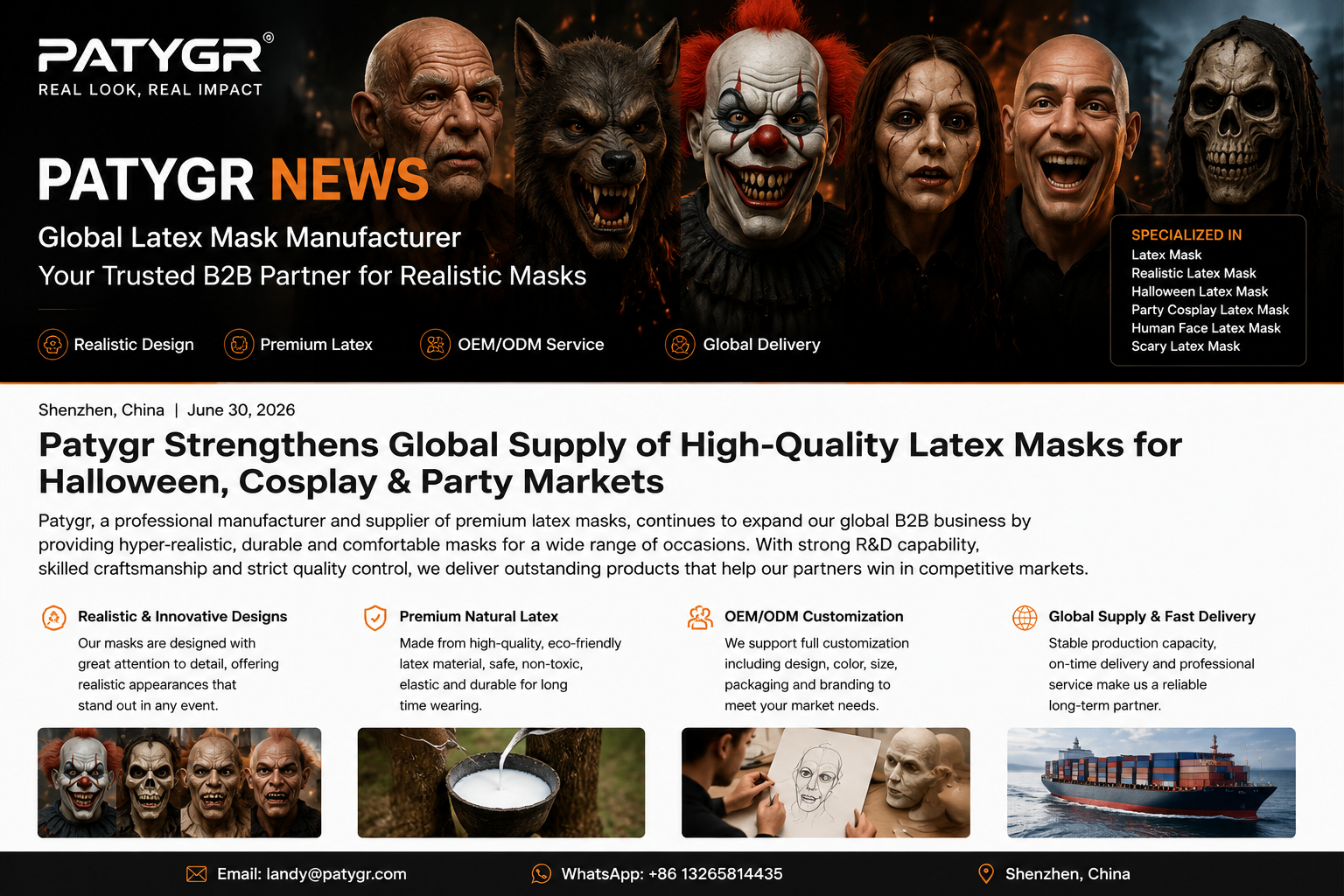 Patygr Latex Mask Manufacturer B2B Realistic Halloween Masks Cosplay Scary Human Face Mask Supplier Factory China