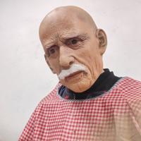 China Full Head Mask Latex Realistic Men Face Beard Halloween Costume Party Props Old Man Latex Halloween Mask Cosplay Party Headgear for sale