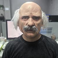China Adult Full Head Bald Old Man Mask with White Hair for Celebrity Party Cosplay Accessory Grandpa Costume with Wig and Beard for sale