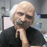 China Adult Full Head Bald Old Man Mask with White Hair for Celebrity Party Cosplay Accessory Grandpa Costume with Wig and Beard for sale