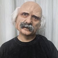 China Adult Full Head Bald Old Man Mask with White Hair for Celebrity Party Cosplay Accessory Grandpa Costume with Wig and Beard for sale