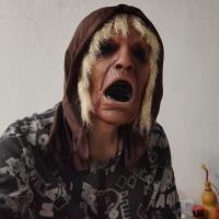 China Realistic Creepy Scream Man Hood Mask Rubber Open Mouth Halloween Painful Old Man Costume Accessory for Parties for sale