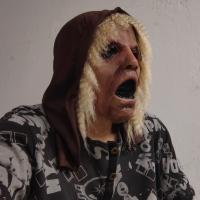 China Realistic Creepy Scream Man Hood Mask Rubber Open Mouth Halloween Painful Old Man Costume Accessory for Parties for sale
