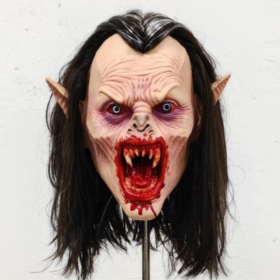 China Realistic Vampire Latex Mask with Long Black Hair, Creepy Horror Monster Full Face Mask for Halloween, Haunted House, Cosplay Party, Scary Costume Events, Wholesale Custom Latex Mask Manufacturer for sale